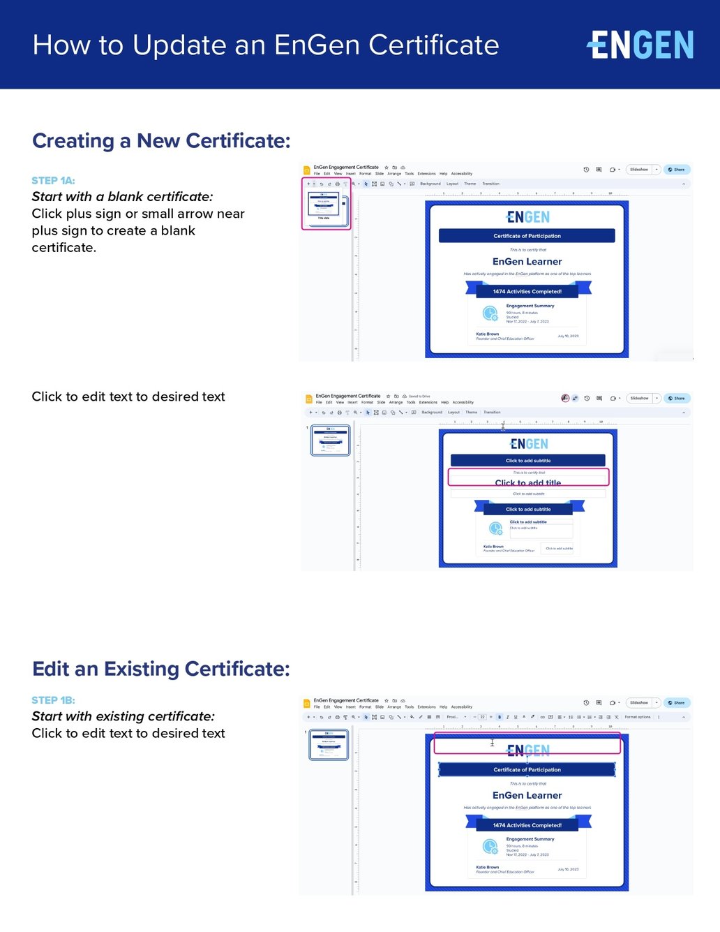 How to Modify an EnGen Certificate